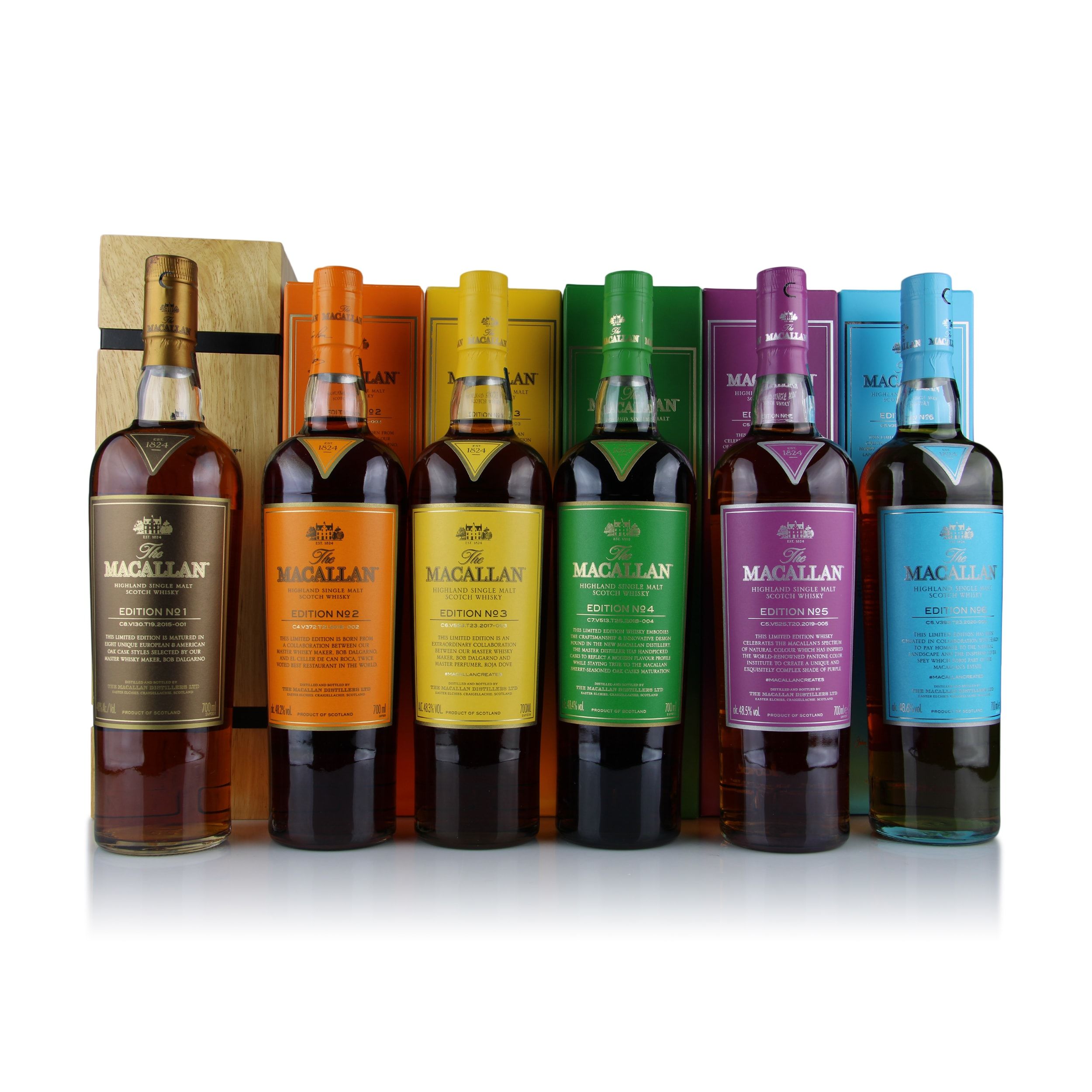 Macallan Edition Number 1 - 6 Full Bottle Set With Wooden Box Edition 1 ...