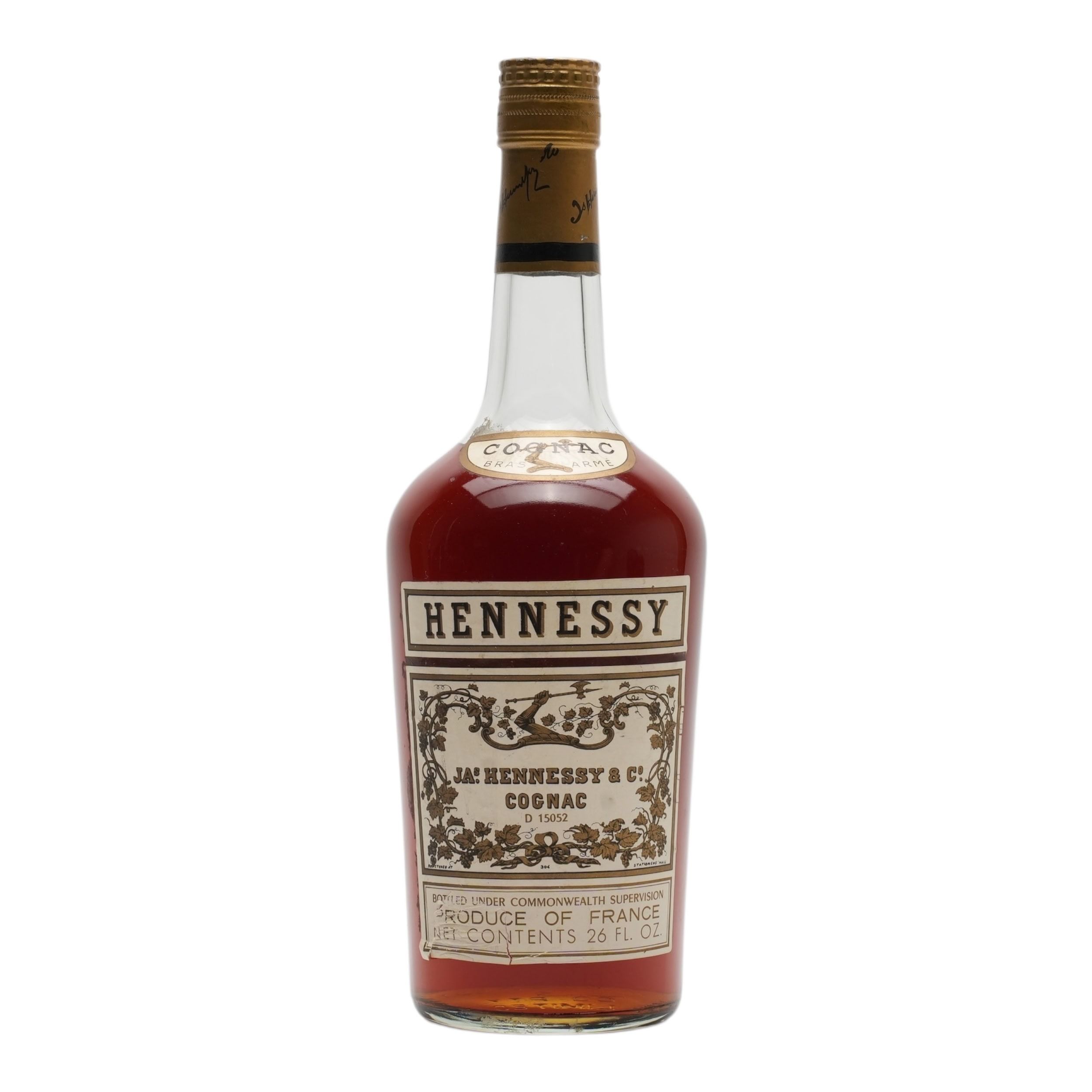 Hennessy Cognac Bras Arme 1960s (26 Fl Oz) Auction | Australian Whisky ...