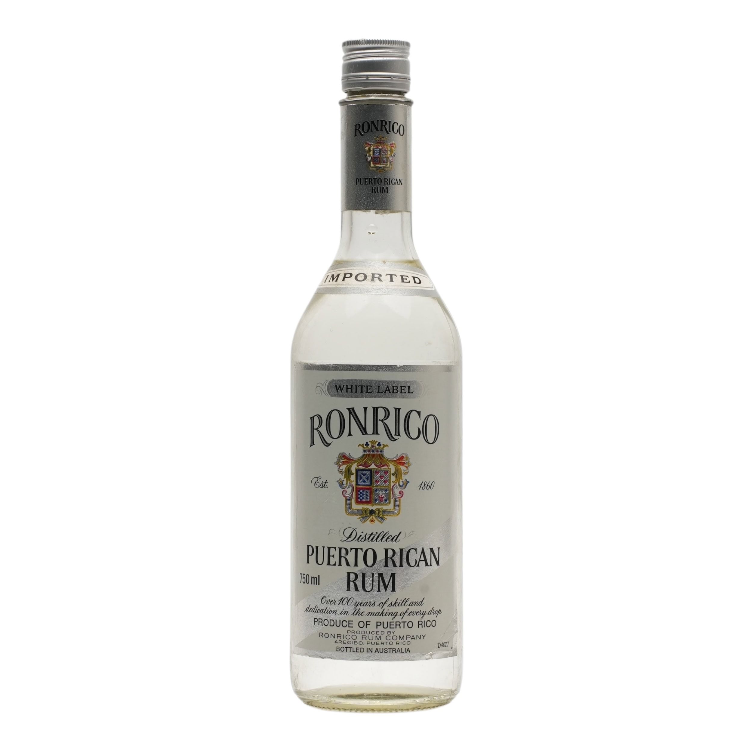 Ronrico White Label Puerto Rican Rum (750ml) Auction | Australian ...