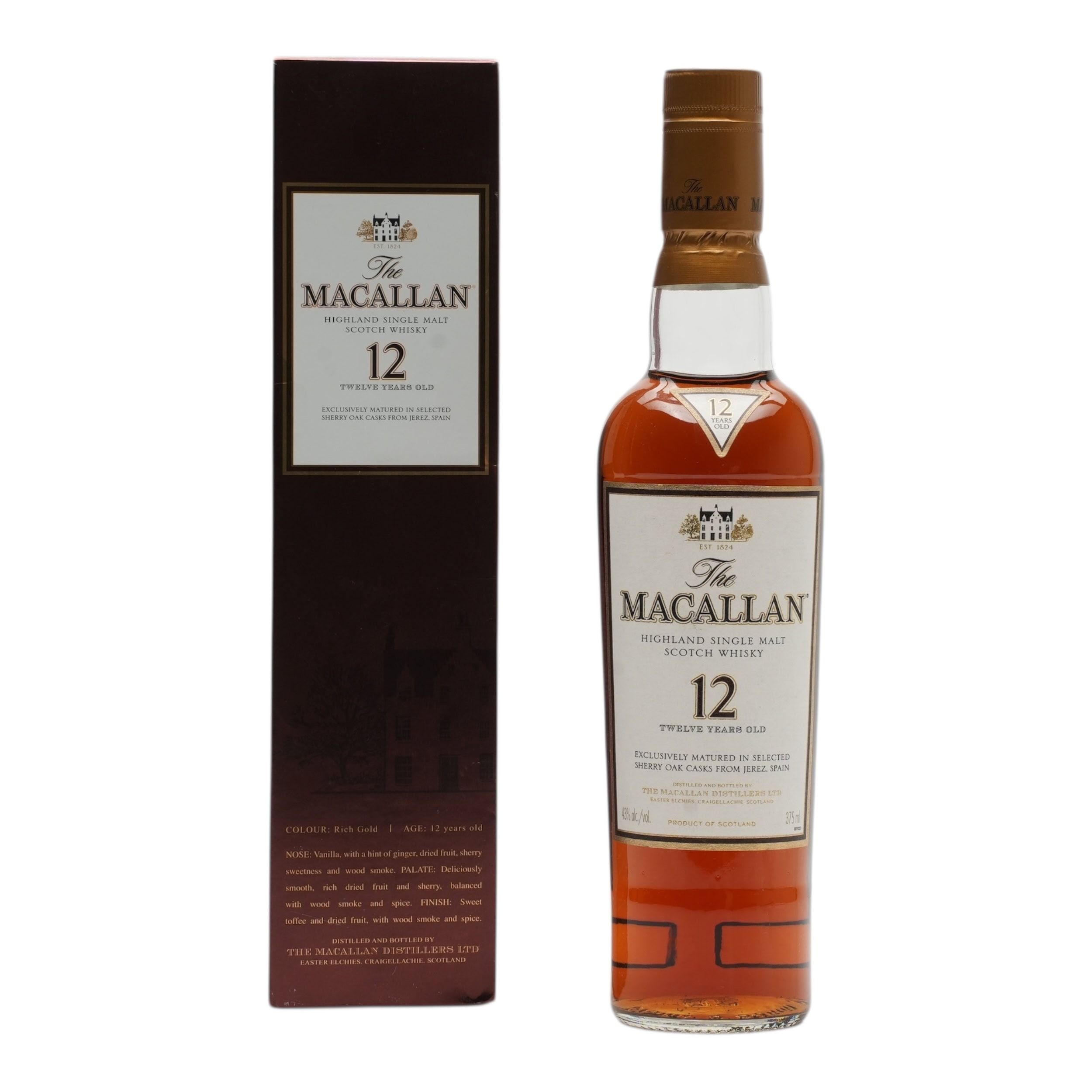 Macallan 12 Year Old Sherry Oak Pre 2018 Bottling (375ml) Auction ...