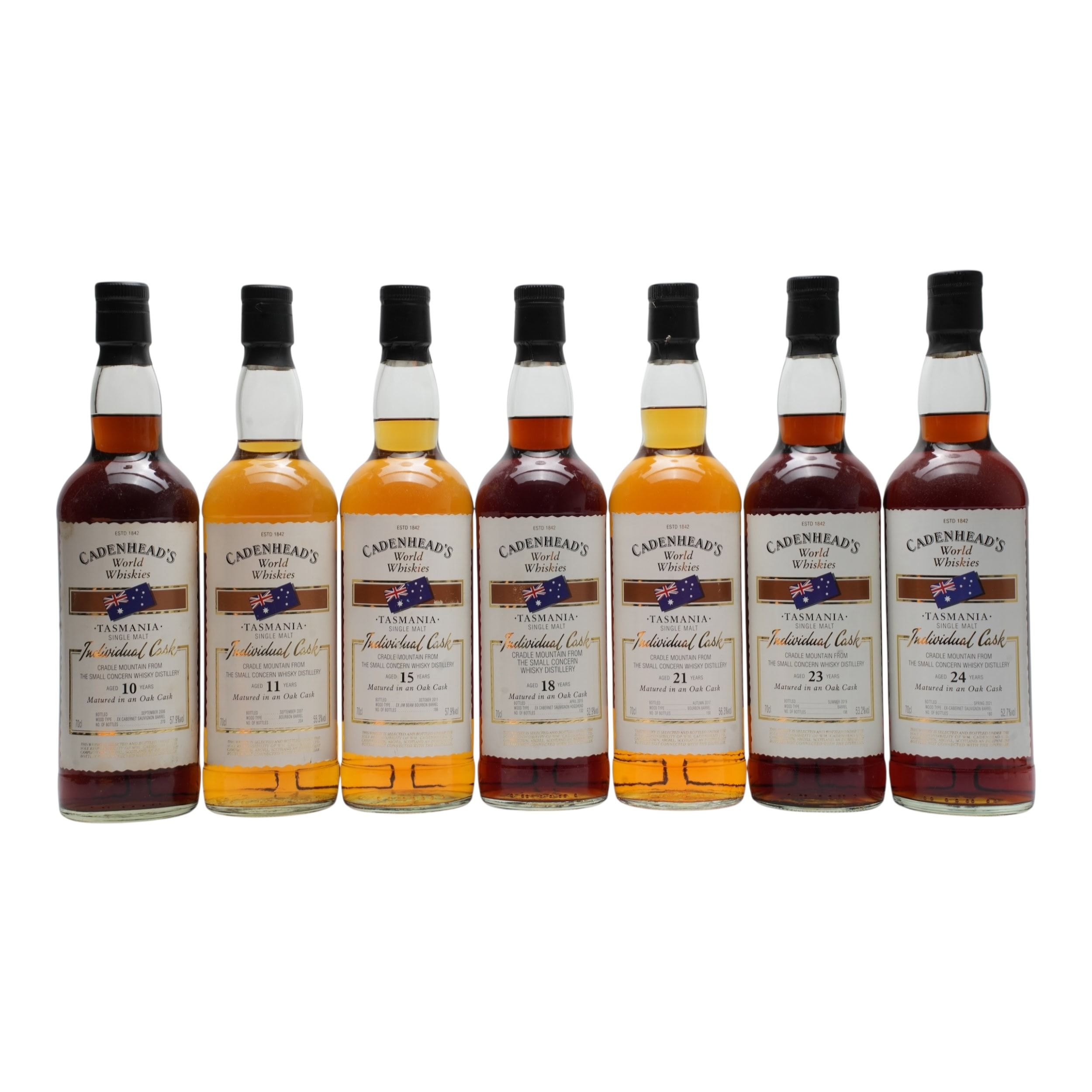 Cradle Mountain 1996 Full Set // Cadenhead's World Whiskies (7 x 700ml ...
