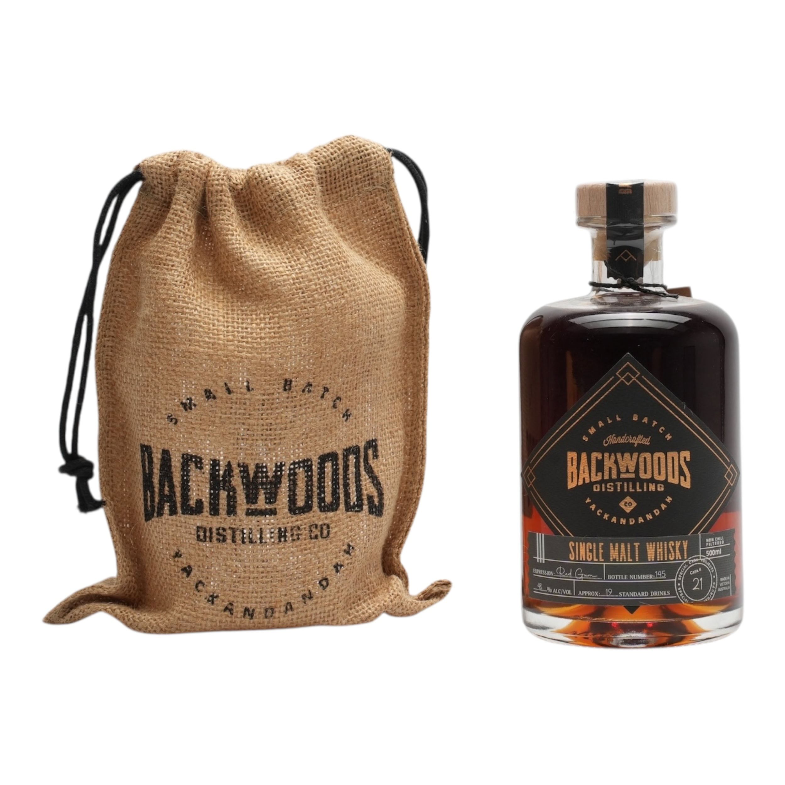 Backwoods Rye Whisky Red Gum Cask #22 (500ml) Auction | Australian ...